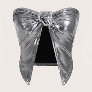 PrettyLittleThing | Tops | Metallic Strapless Top | Poshmark